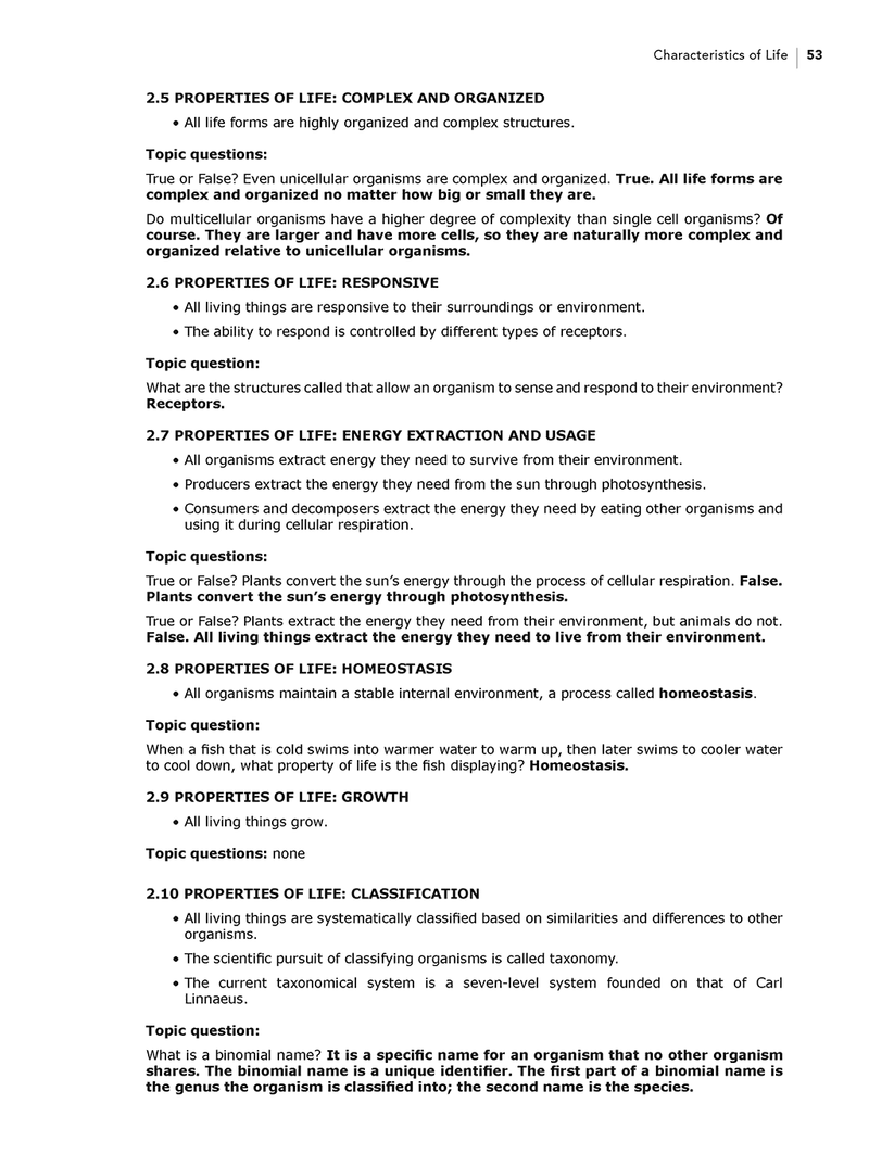 Answer Key for Science Shepherd's Middle School Homeschool Science